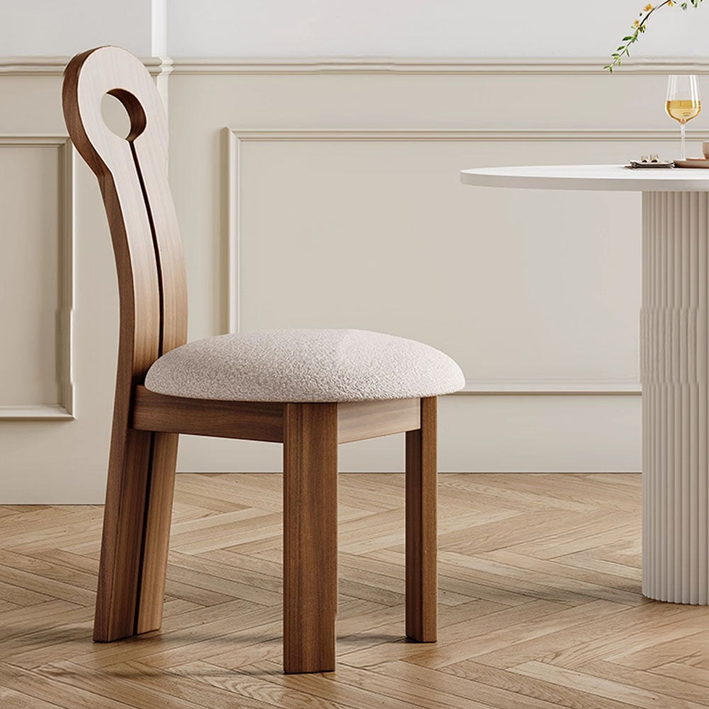 Modern Wood Dining Chair with Sculpted Backrest & Soft Upholstered Se ...