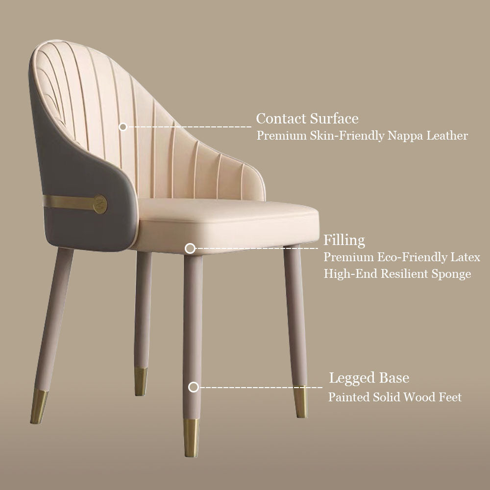 Set of 2 Modern Luxury Dining Chairs with Curved Backrest and Dual-To ...