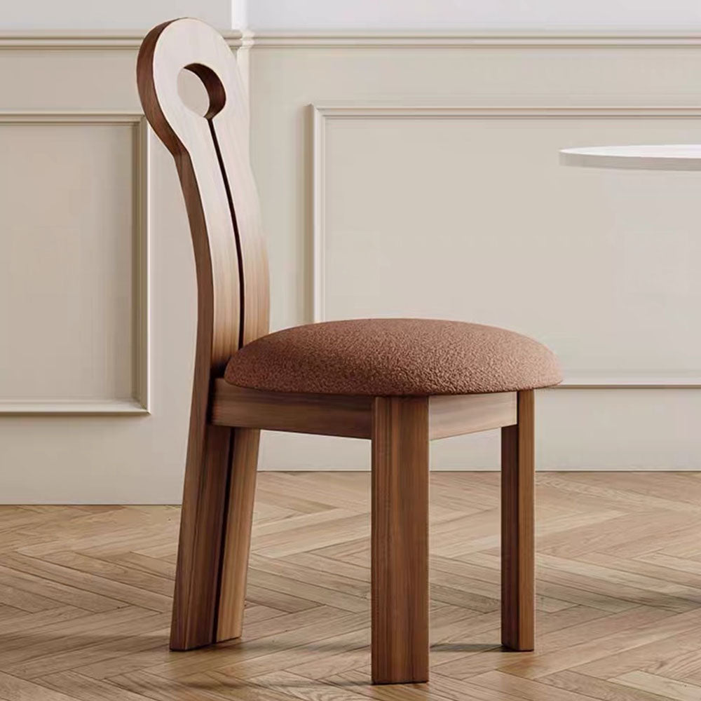 Modern Wood Dining Chair with Sculpted Backrest & Soft Upholstered Se ...