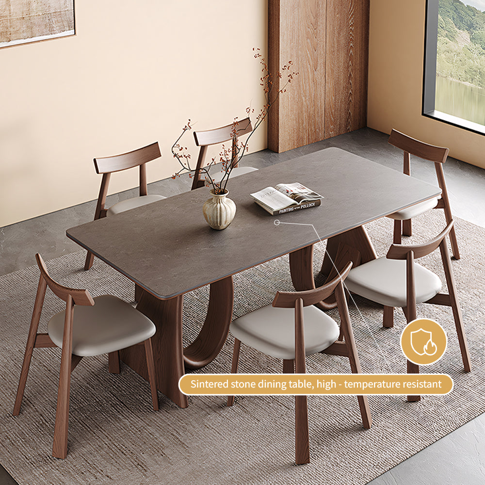 Contemporary Wooden Dining Table with Ceramic Top Modern Aesthetic ...