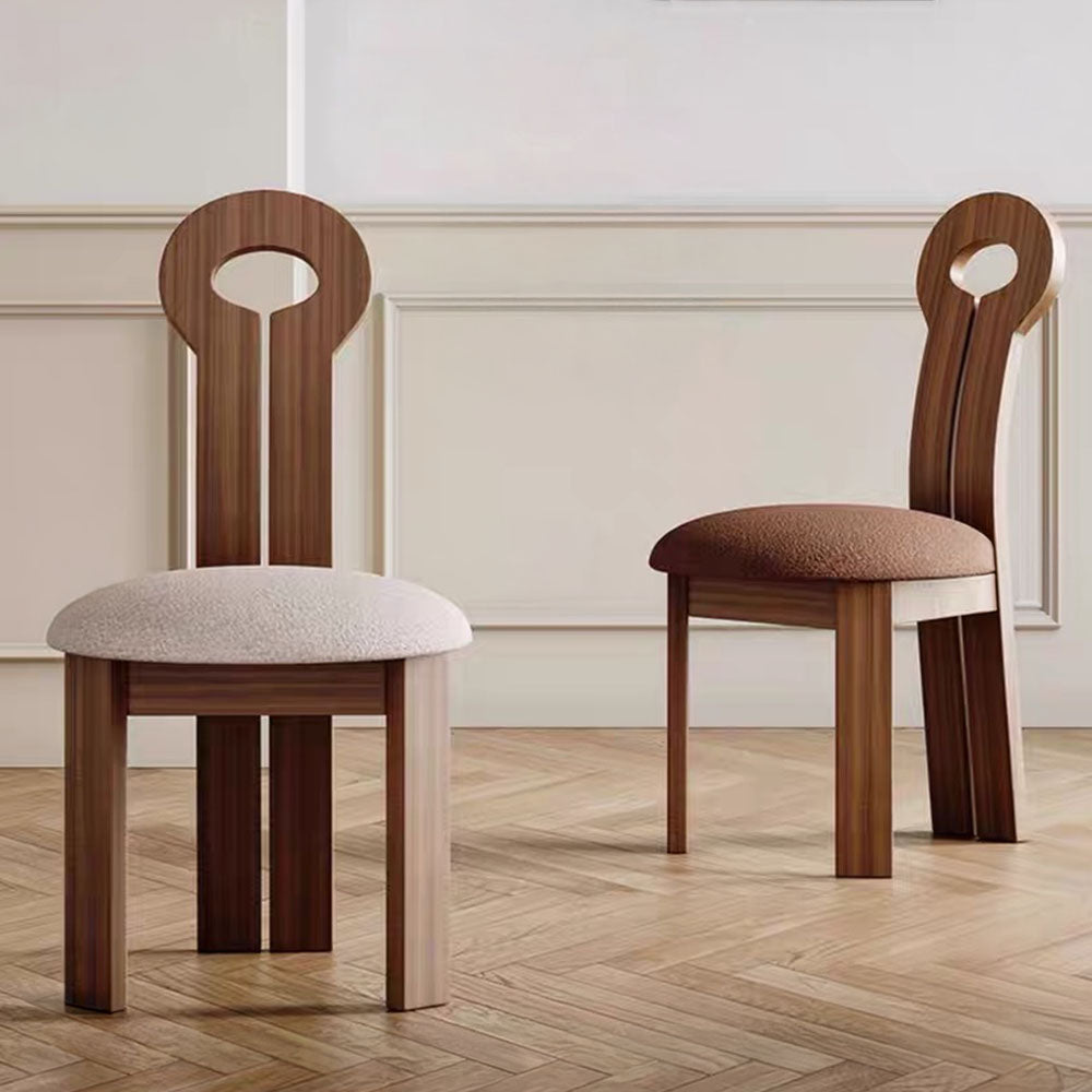 Modern Wood Dining Chair with Sculpted Backrest & Soft Upholstered Se ...